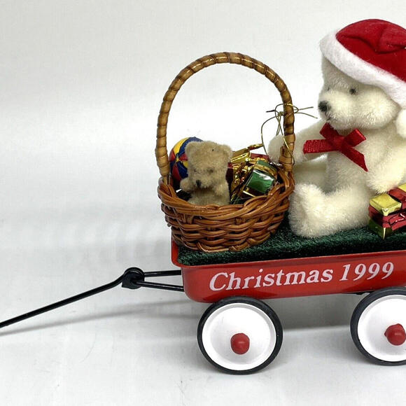Design | Teddy Bear In Red Wagon Christmas Figurine Vintage Figis 1999 ...